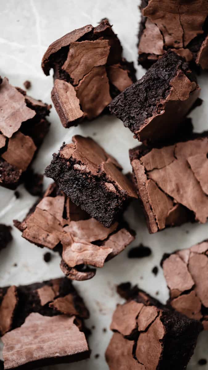 Fudgy Dark Chocolate Brownies with Crackly Crust - Studio Baked