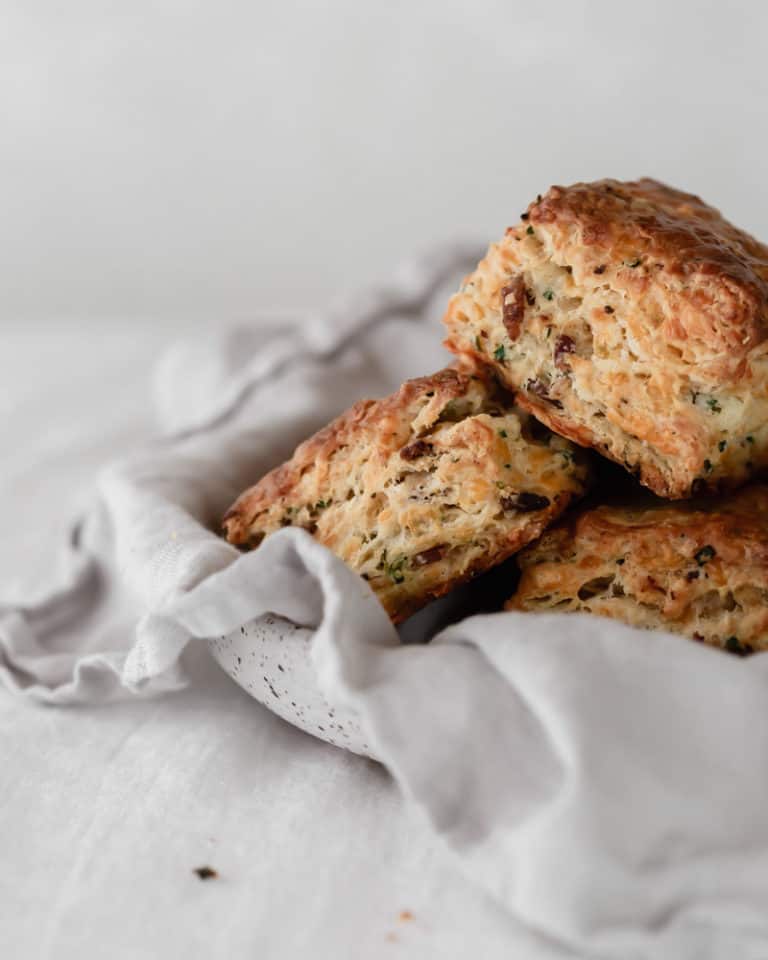 Flaky Bacon Cheddar Chive Biscuits - Studio Baked